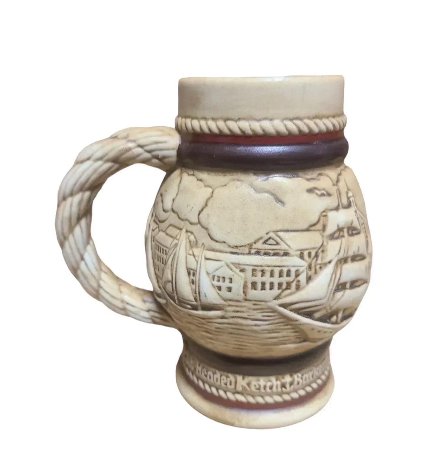 Mini Vintage Avon Beer Stein Ceramic Mug 1982 Sailing Ships Ocean Naut ...