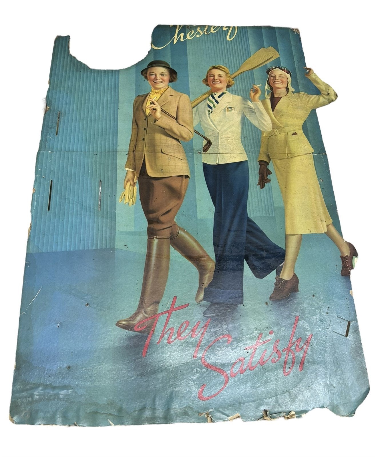 Chesterfield Cigarettes Antique Advertisement Cardboard Sign "They Sat ...