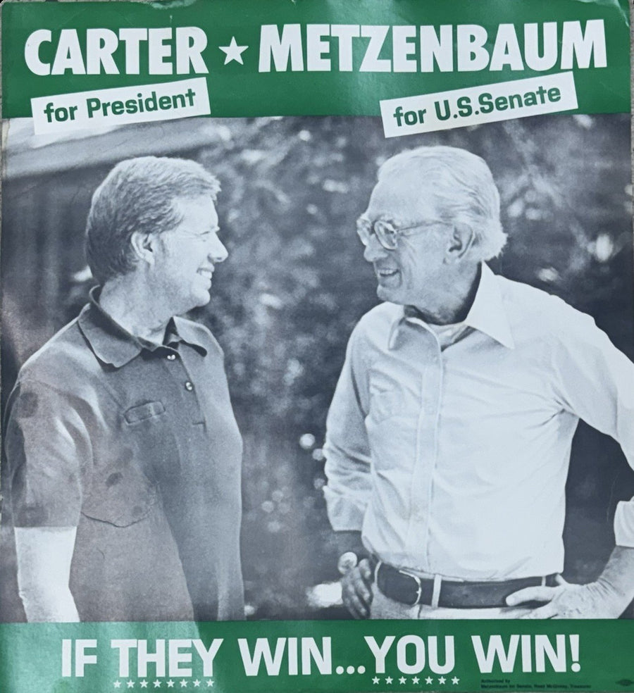 Jimmy Carter Howard Metzenbaum Democrat Campaign Poster 1976 Election ...